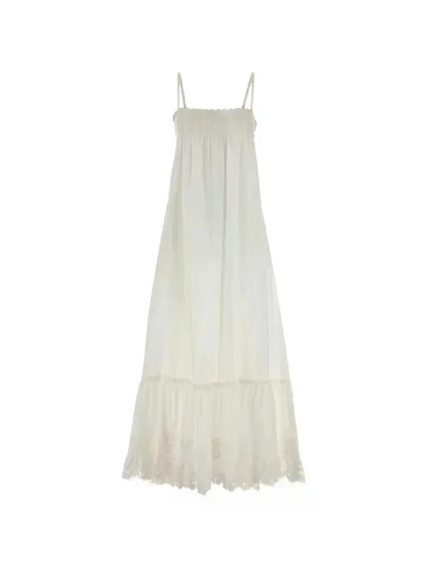Saint Laurent Lace Trim Maxi Dress - Neutrals