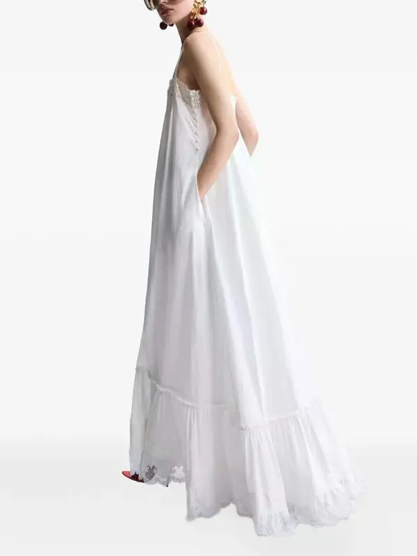 Saint Laurent Lace Trim Maxi Dress