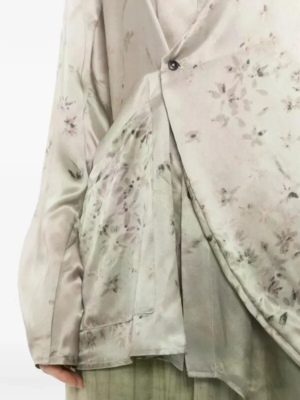 CHIAHUNG SU Hand-printed Mandarin Collar Shirt