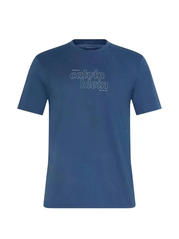 Calvin Klein Logo-print Crew-neck T-shirt - Blue