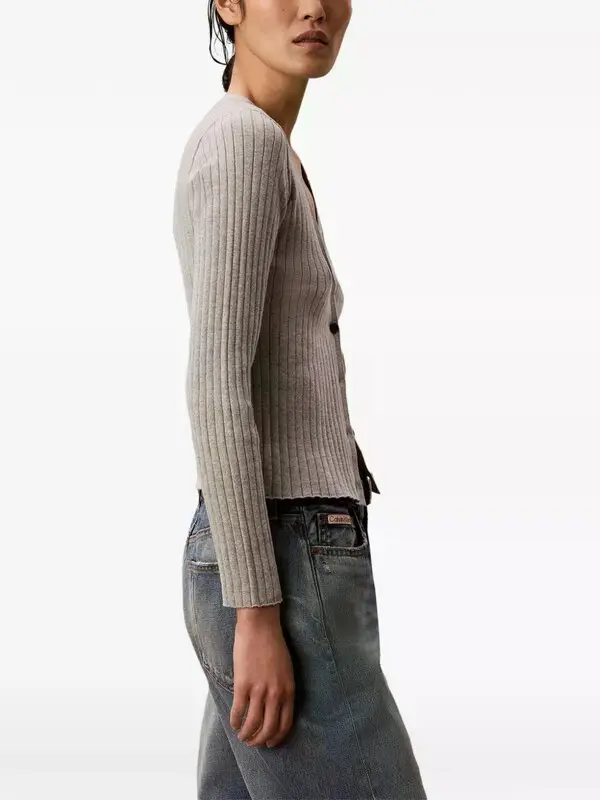 Calvin Klein Ribbed Knit Logo Patch Cardigan