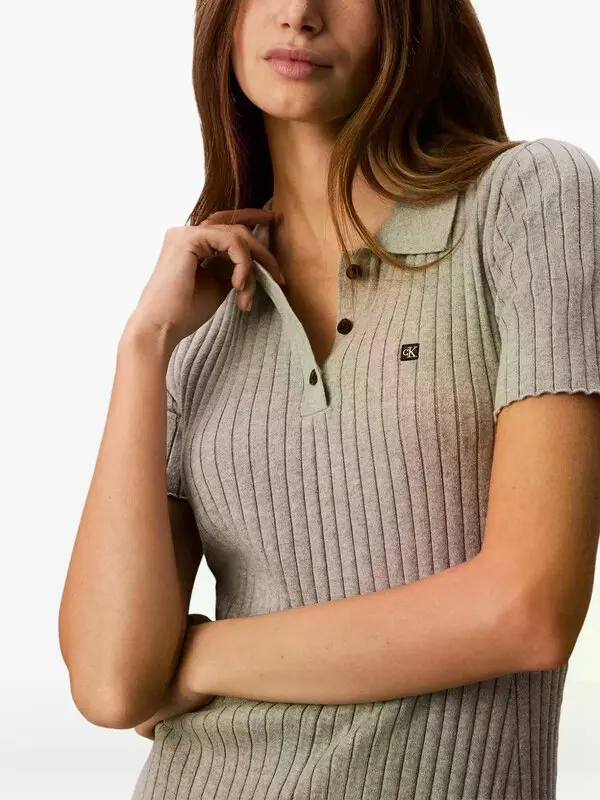 Calvin Klein Ribbed Knit Polo Mini Dress