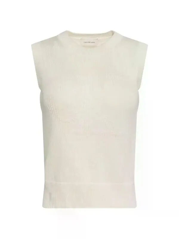 Calvin Klein Intarsia Logo Knit Sweater Vest - Neutrals