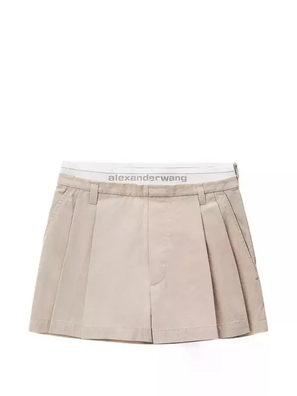 Alexander Wang Pleated Mini Shorts With Logo Waistband