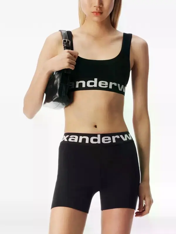 Alexander Wang Logo Elastic Scoop Neck Bra Top