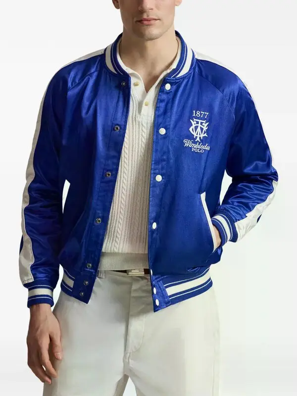Polo Ralph Lauren Wimbledon Embroidered Satin Bomber Jacket - Blue