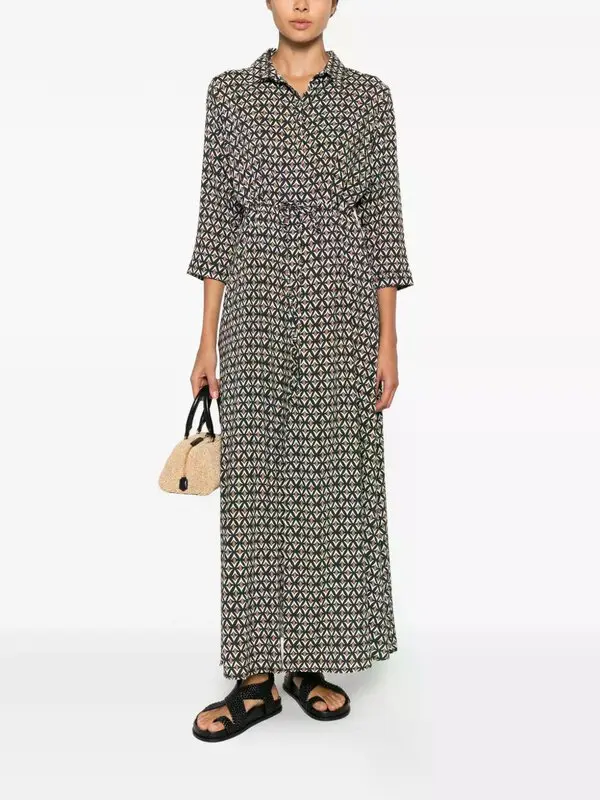 IU RITA MENNOIA Geometric Print Drawstring Waist Maxi Dress