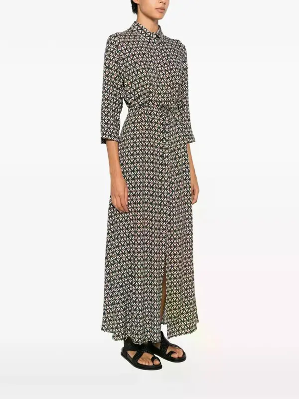 IU RITA MENNOIA Geometric Print Drawstring Waist Maxi Dress