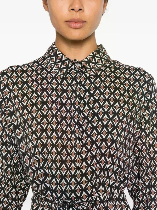IU RITA MENNOIA Geometric Print Drawstring Waist Maxi Dress