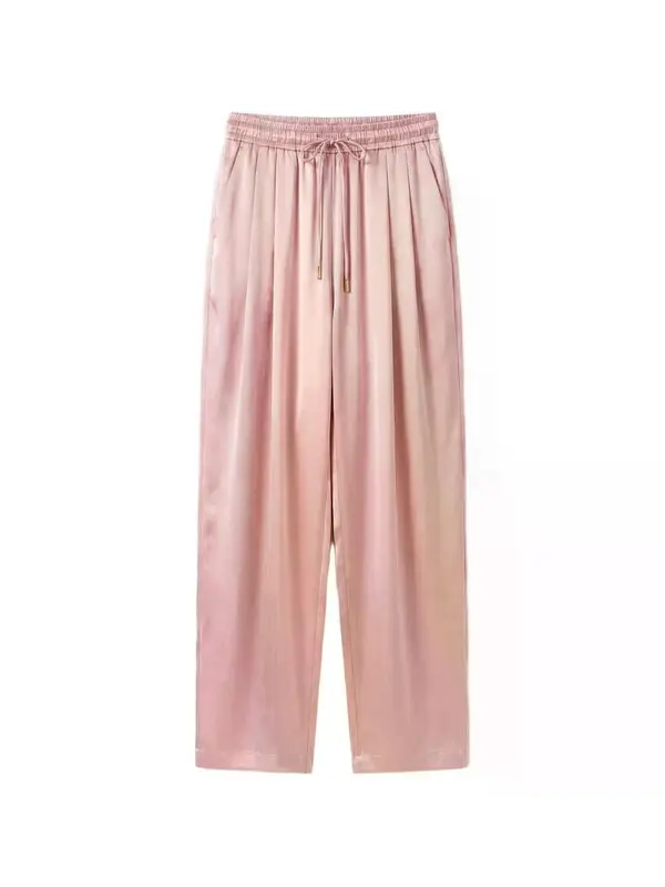 DANAMÉ Satin Finish Drawstring Trousers - Pink