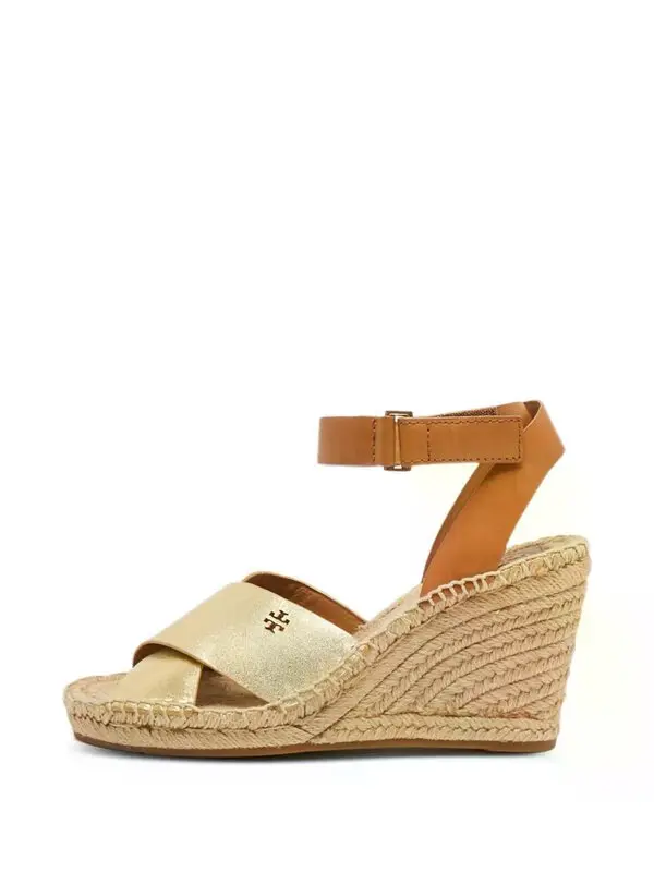 Tory Burch Metallic Leather Ankle-strap Wedge Sandals