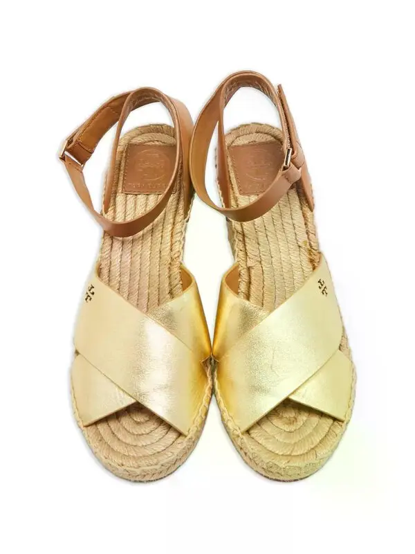 Tory Burch Metallic Leather Ankle-strap Wedge Sandals