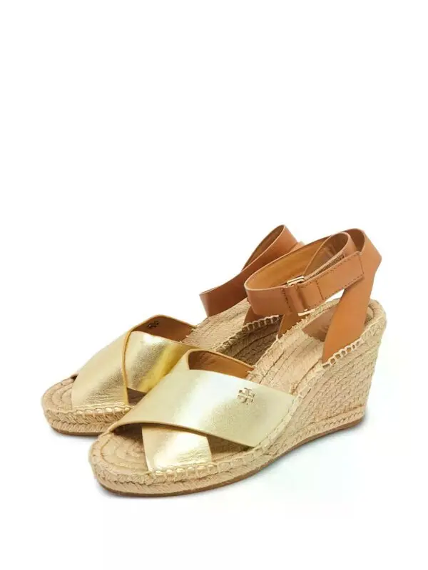 Tory Burch Metallic Leather Ankle-strap Wedge Sandals