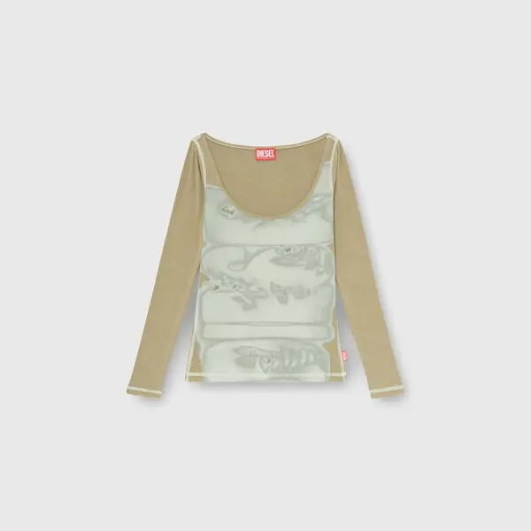 DIESEL® Slim Fit Long Sleeve Top With Digital Print - Multicolor