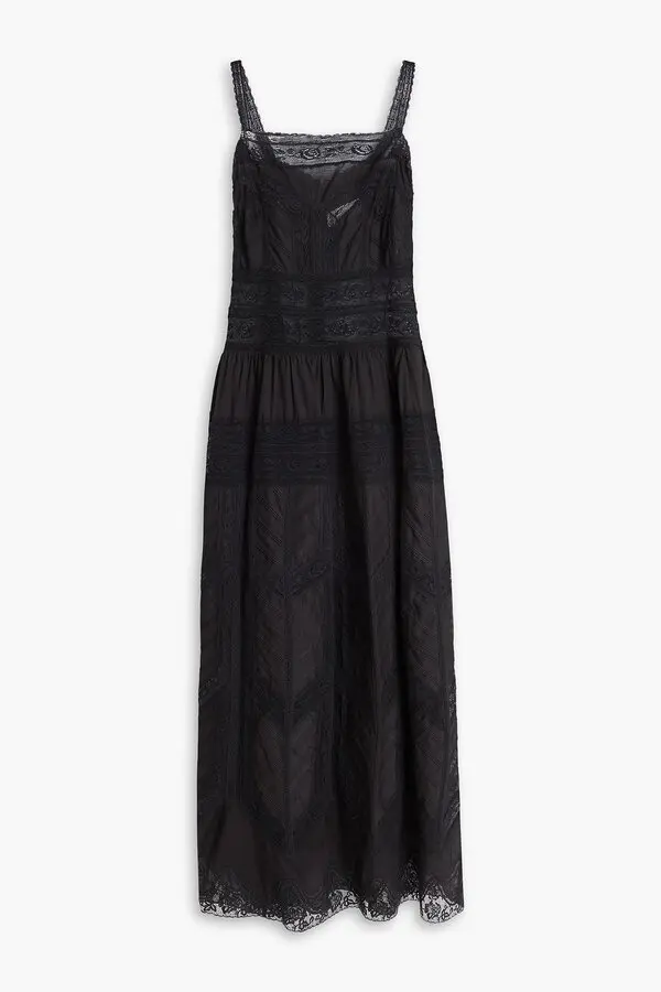 Zimmermann Lacepaneled Cotton Midi Dress - Black