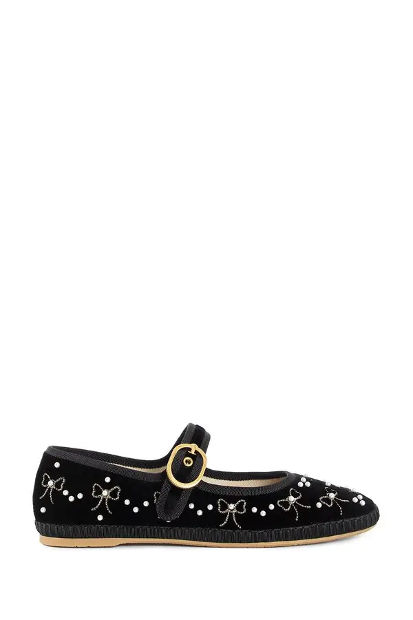 Valentino Garavani Embellished Velvet Ballerinas - Black