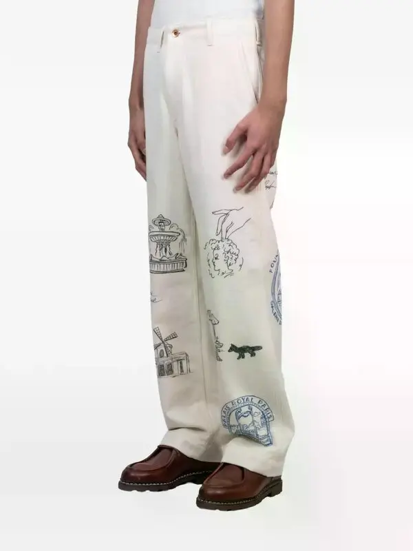 Maison Kitsuné X Kuro Handwritten Postcard Trousers