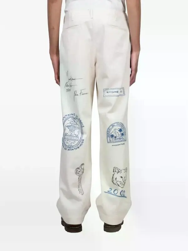 Maison Kitsuné X Kuro Handwritten Postcard Trousers