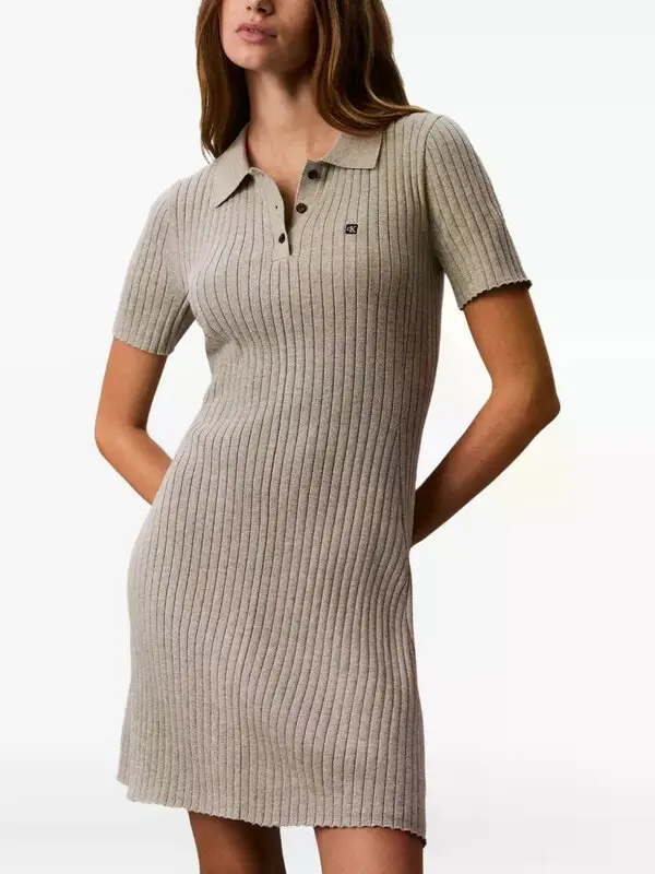 Calvin Klein Ribbed Knit Polo Mini Dress