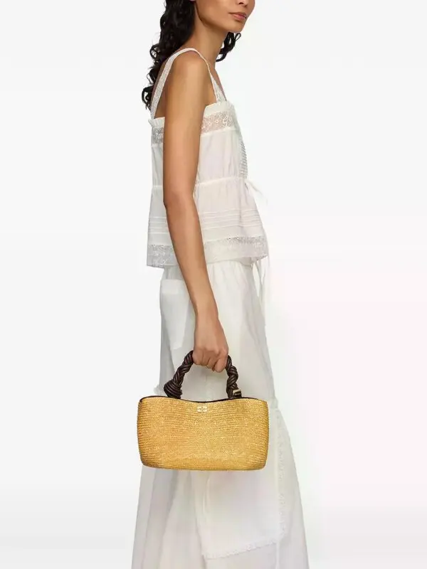 GANNI Small Bou Straw Tote Bag