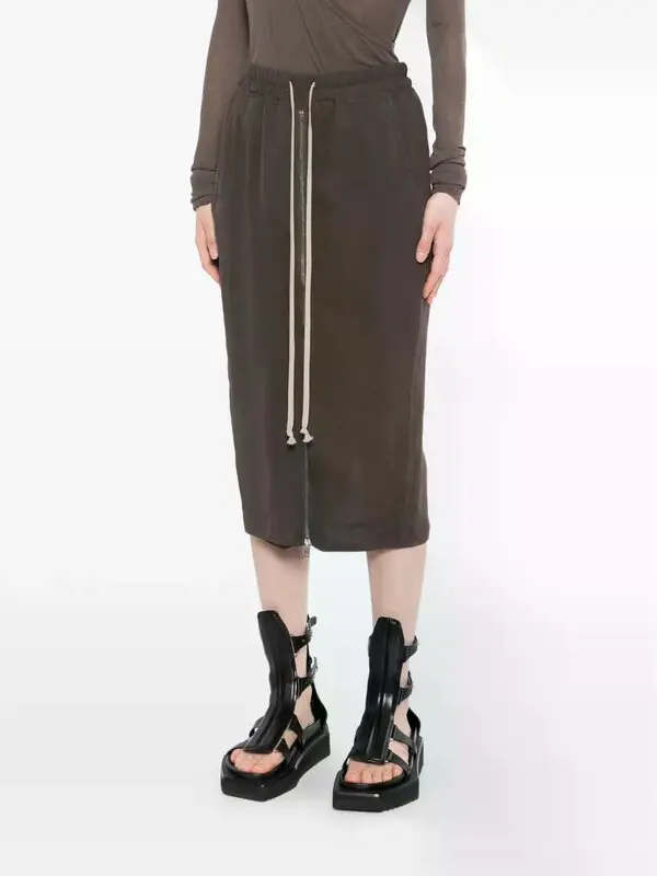 Rick Owens Pillar Midi Skirt - Brown