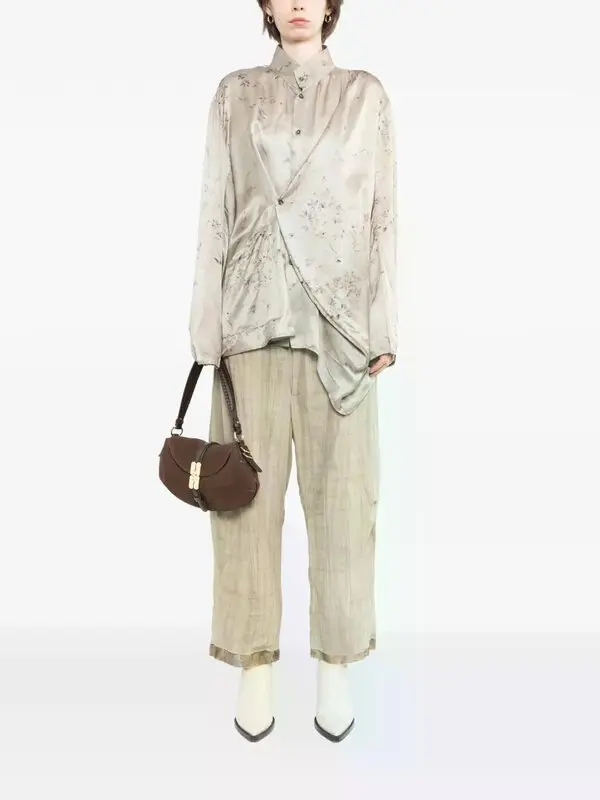 CHIAHUNG SU Hand-printed Mandarin Collar Shirt