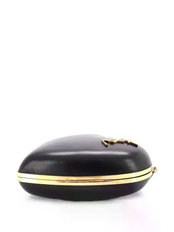 Saint Laurent Love Heart Chain Box Leather Small Clutch Bag - Black