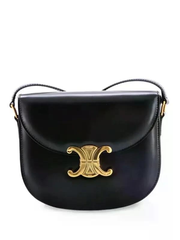 Celine Triomphe Besace Cléa Leather Shoulder Bag - Black