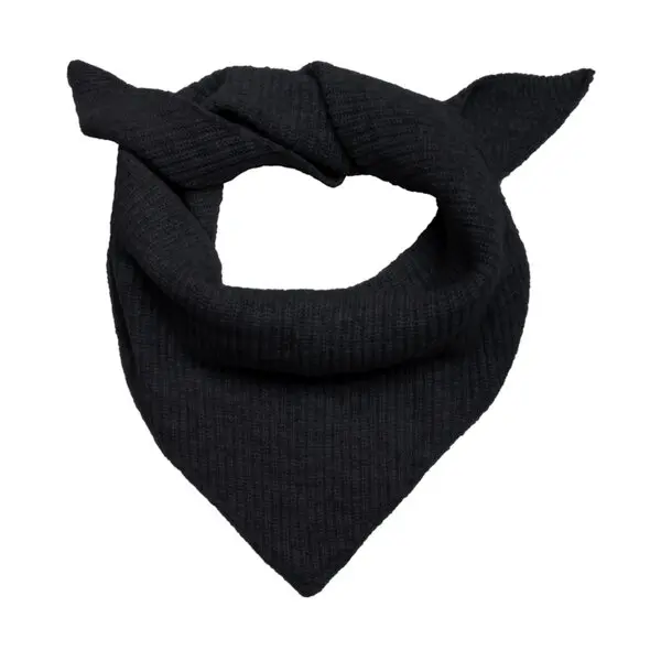 PAUL JAMES KNITWEAR Lambswool Ember Ribbed Triangle Scarf - Black