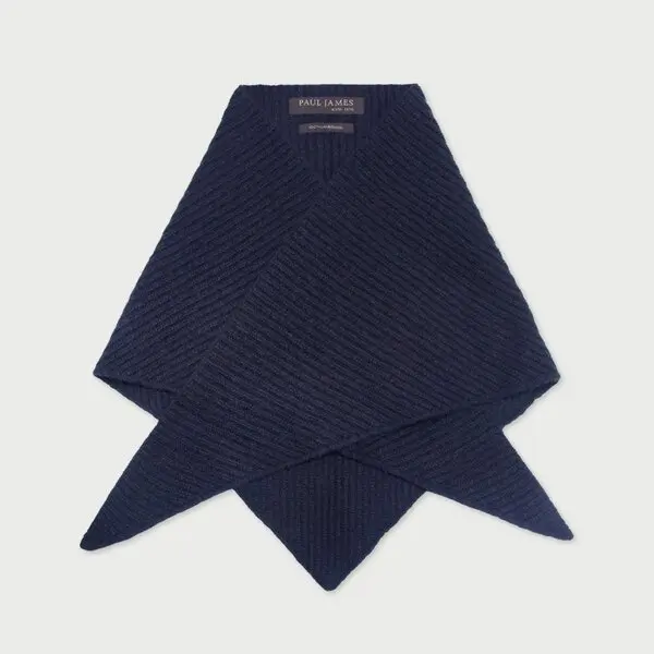 PAUL JAMES KNITWEAR Lambswool Ember Ribbed Triangle Scarf - Blue