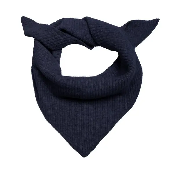 PAUL JAMES KNITWEAR Lambswool Ember Ribbed Triangle Scarf Oxford - Blue