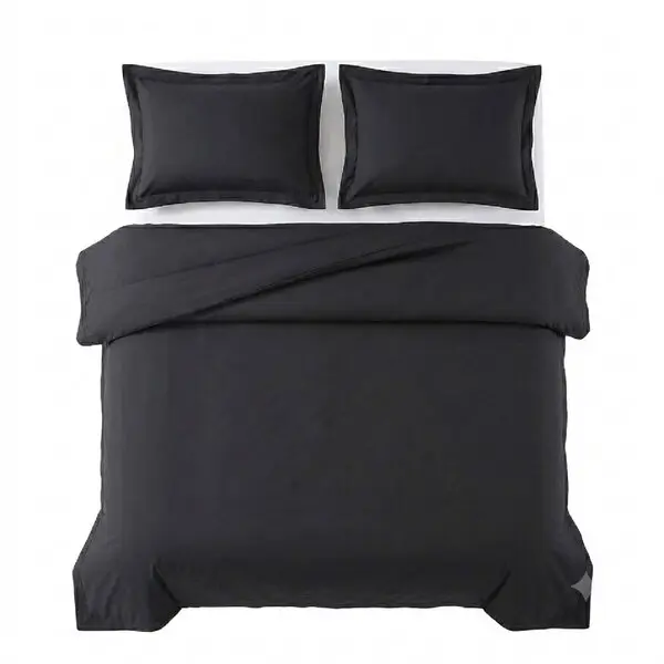PURE PARIMA Ultra Percale Duvet Cover Set- Carbon - Black