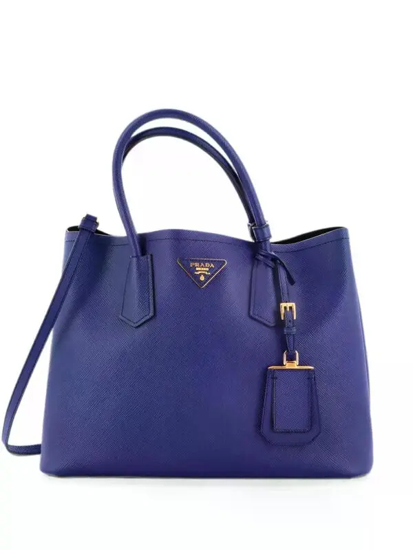 Prada Saffiano Leather Tote Bag - Blue