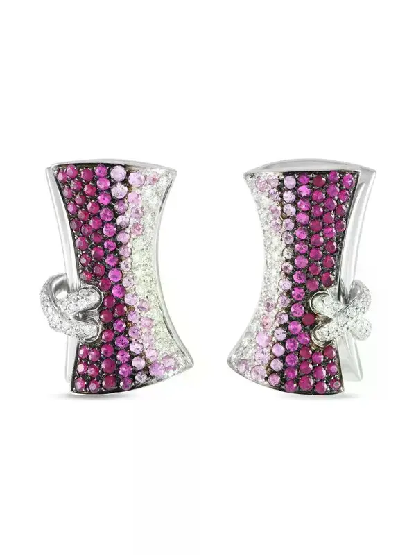 STEFAN HAFNER 18k White Gold Sapphire And Diamond Earrings - Silver
