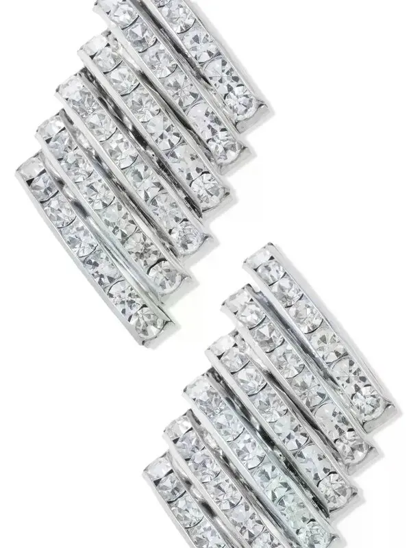 SUSAN CAPLAN 1960s Crystal-embellished Plated Brass Clip-on Earrings - Silver
