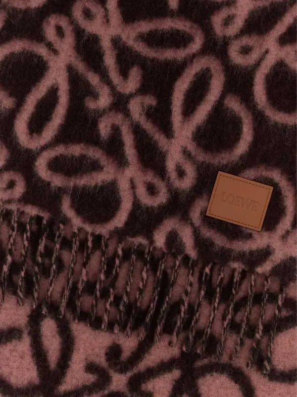 Loewe Monogram Alpaca And Wool-blend Scarf With Fringed Hem