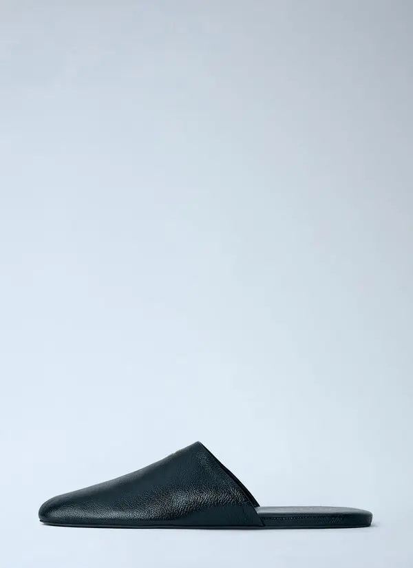 Miu Miu Leather Round Toe Flat Slippers