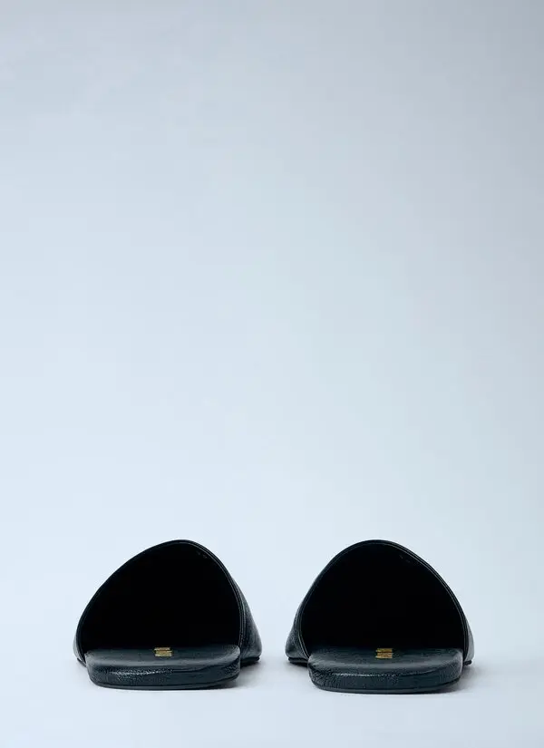 Miu Miu Leather Round Toe Flat Slippers