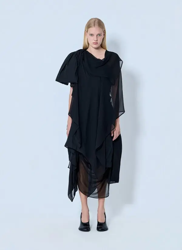 Yohji Yamamoto Asymmetrical Layered Dress - Black