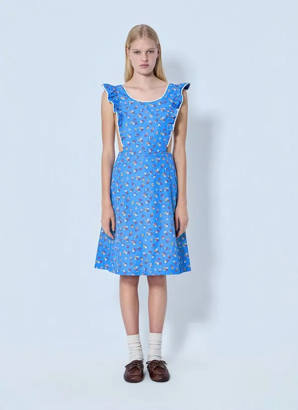 Miu Miu Floral Pinafore Midi Dress - Blue