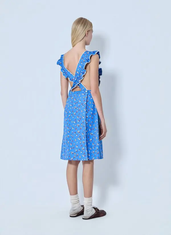 Miu Miu Floral Pinafore Midi Dress
