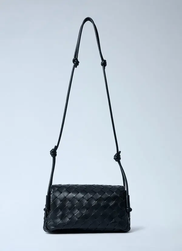 Bottega Veneta Notturno Intrecciato Leather Crossbody Bag - Black