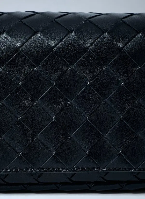 Bottega Veneta Notturno Intrecciato Leather Crossbody Bag - Black