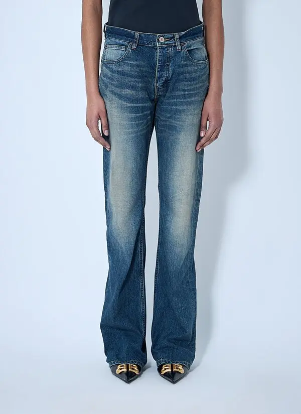 Balenciaga Logo Patch Straight Leg Jeans