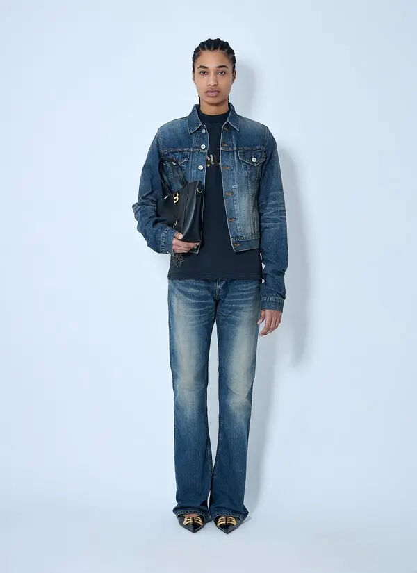 Balenciaga Logo Patch Straight Leg Jeans
