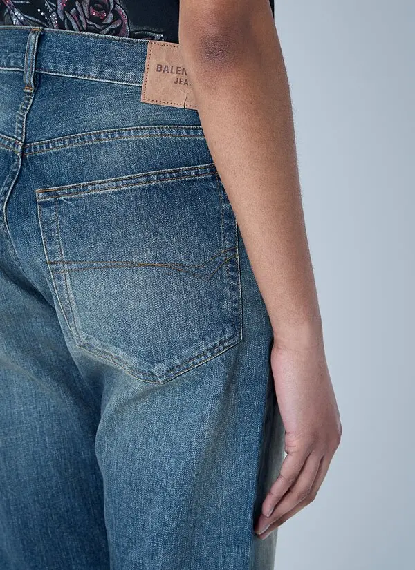Balenciaga Logo Patch Straight Leg Jeans
