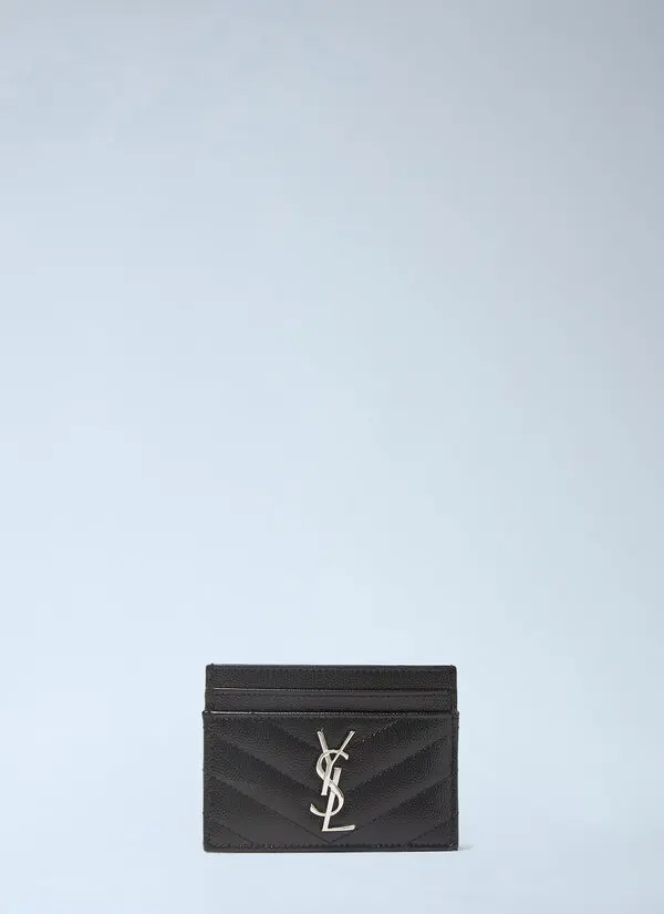 Saint Laurent Cassandre Matelassé Cardholder - Black