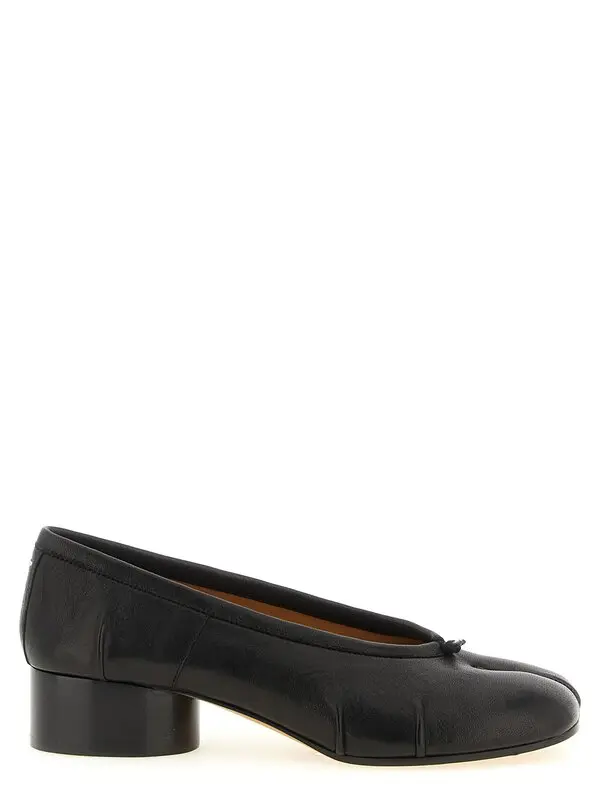 MAISON MARGIELA Tabi Ballet Flats In Grained Leather - Black
