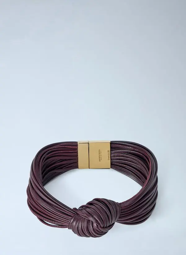 Bottega Veneta Interwoven Leather Bracelet With Gold-tone Clasp - Multicolor