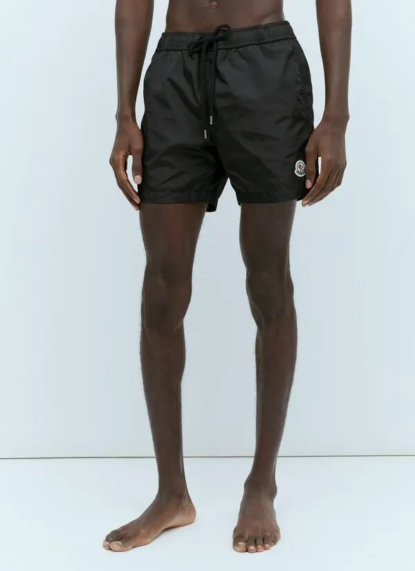 Moncler Logo Patch Swim Shorts - Black